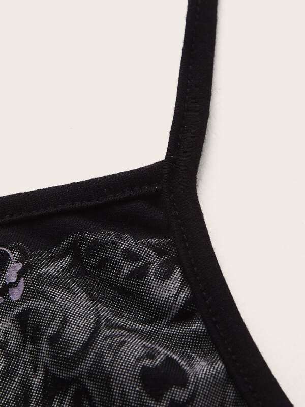 Goth Floral & Wings Graphic Halter Top | SHEIN USA