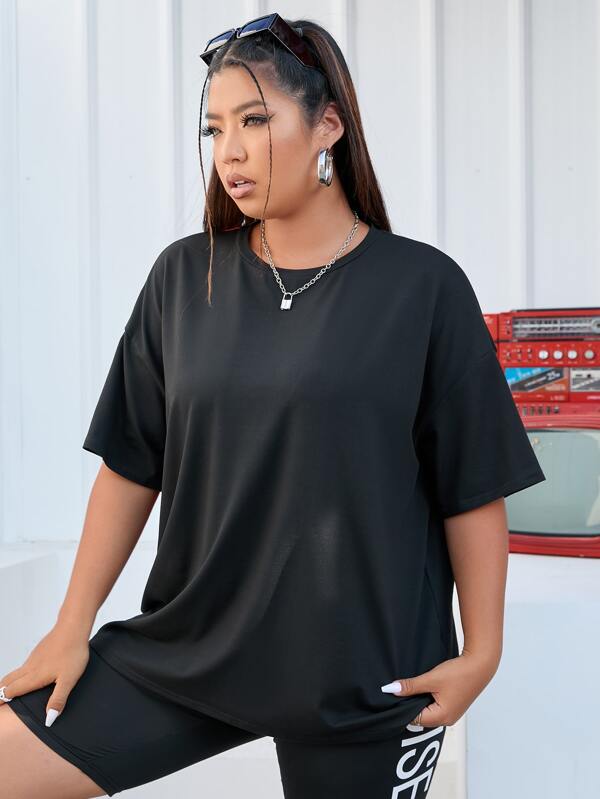 Shein Coolane Plus Wing And Splash Ink Print Drop Shoulder Tee Shein Uk