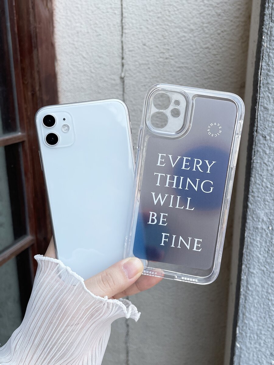 Letter Print Phone Case, Slogan Phone Case, Transparent Phone Case For ...