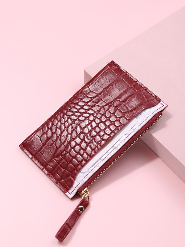 Crocodile Embossed Card Holder | SHEIN USA