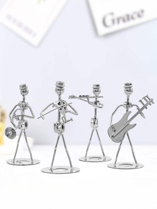 1pc Figure Decorative Object, Silver Iron Decorative Object For Home ...