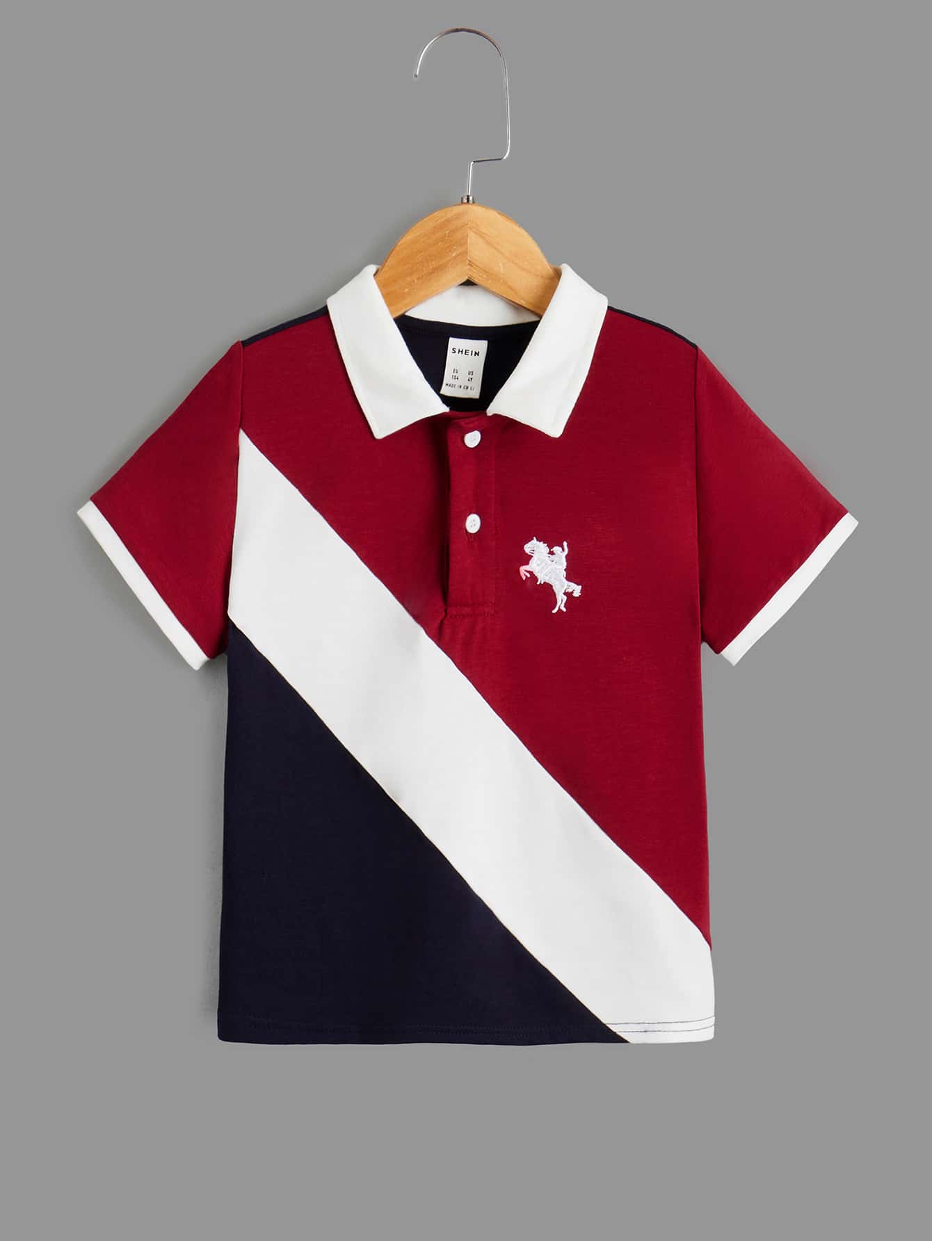 SHEIN Young Boy Character Embroidered Short Sleeve Polo Shirt, Color ...