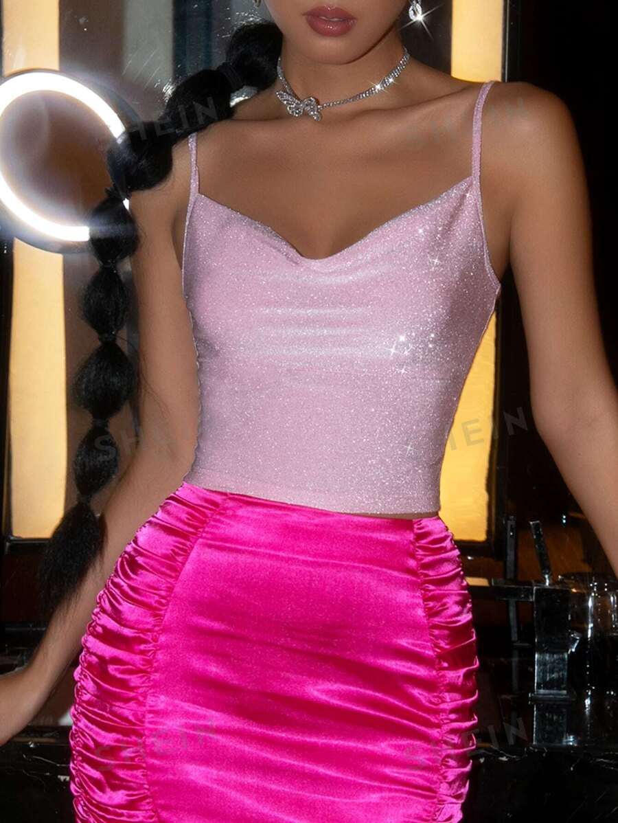 SHEIN Draped Crop Cami Top Club Outfits | SHEIN USA