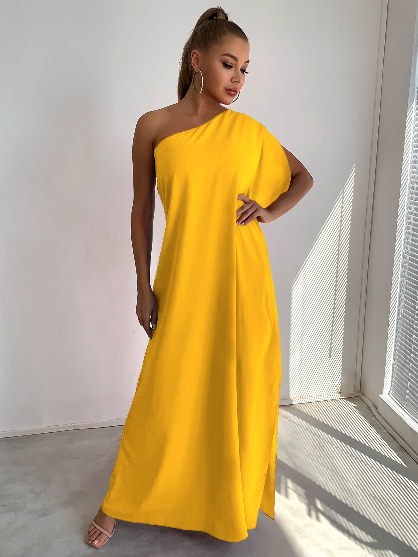 Joyfunear One Shoulder Split Sleeve Maxi Formal Dress | SHEIN UK