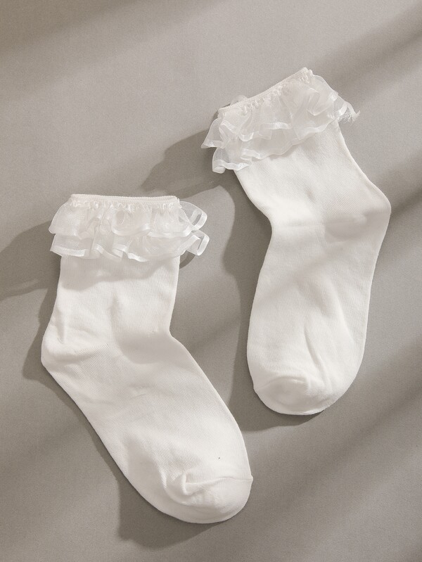 Ruffle Trim Crew Socks for Sale Australia| New Collection Online| SHEIN ...