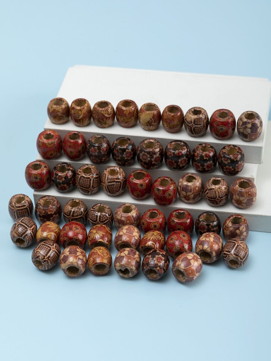 50pcs Flower Print Hair Ring Boho | SHEIN USA