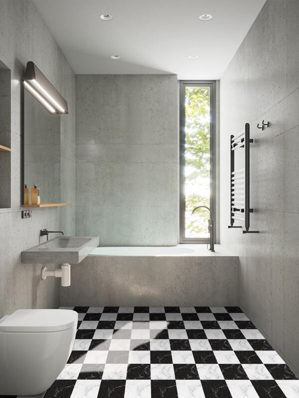 1pc Marble Pattern Floor Sticker, 30 X 30cm Peel And Stick Tile Sticker ...