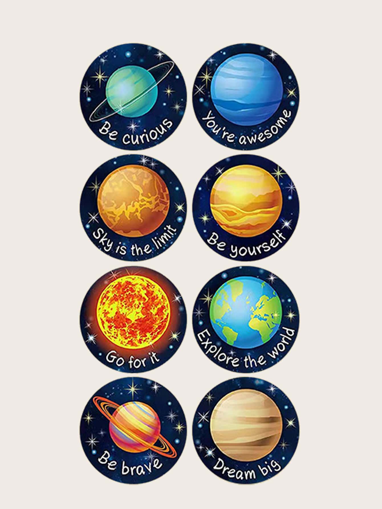 1roll Solar System Planet Paper Sticker Outer Space Birthday Party ...