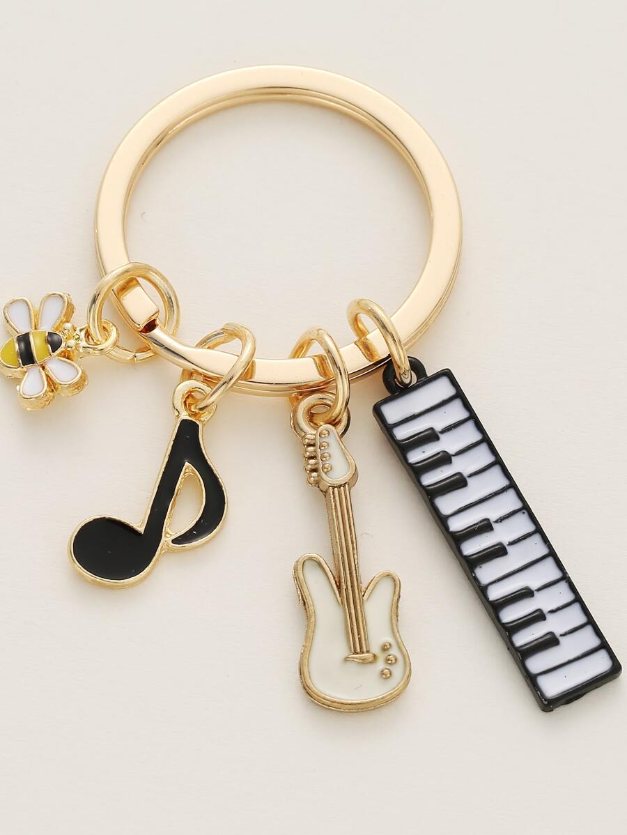 Bee & Music Note Charm Keychain | SHEIN USA
