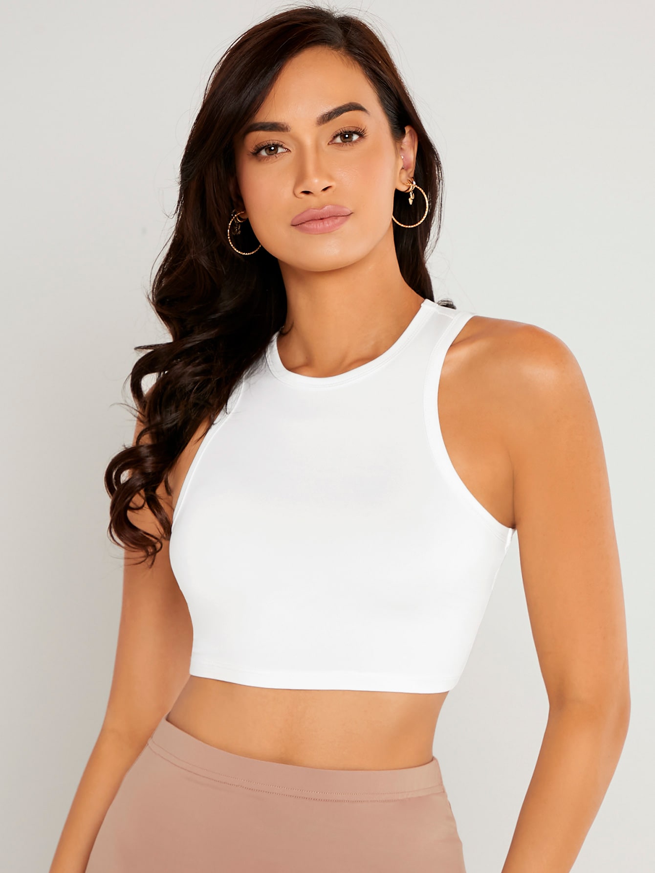 SHEIN BASICS Solid Tank Crop Top