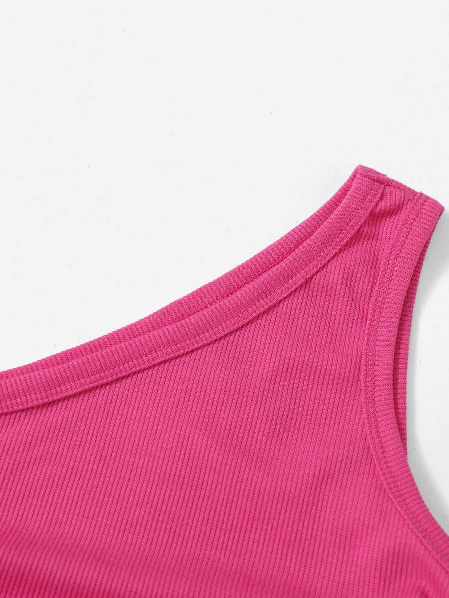 SHEIN Girls One Shoulder Ruched Drawstring Knot Side Crop Top | SHEIN USA