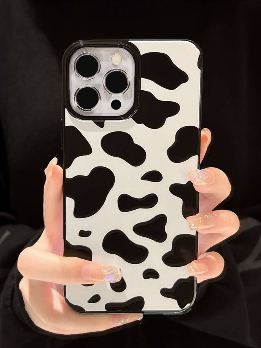 1pc GUCADI Black & White Cow Print Phone Case Compatible With Apple IPhone 16/16 Pro/16 Pro Max ...