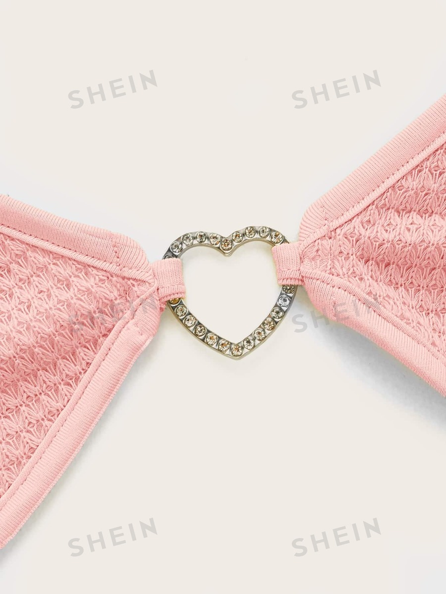 SHEIN ICON Rhinestone Heart Ring Detail Backless Knot Halter Top | SHEIN UK