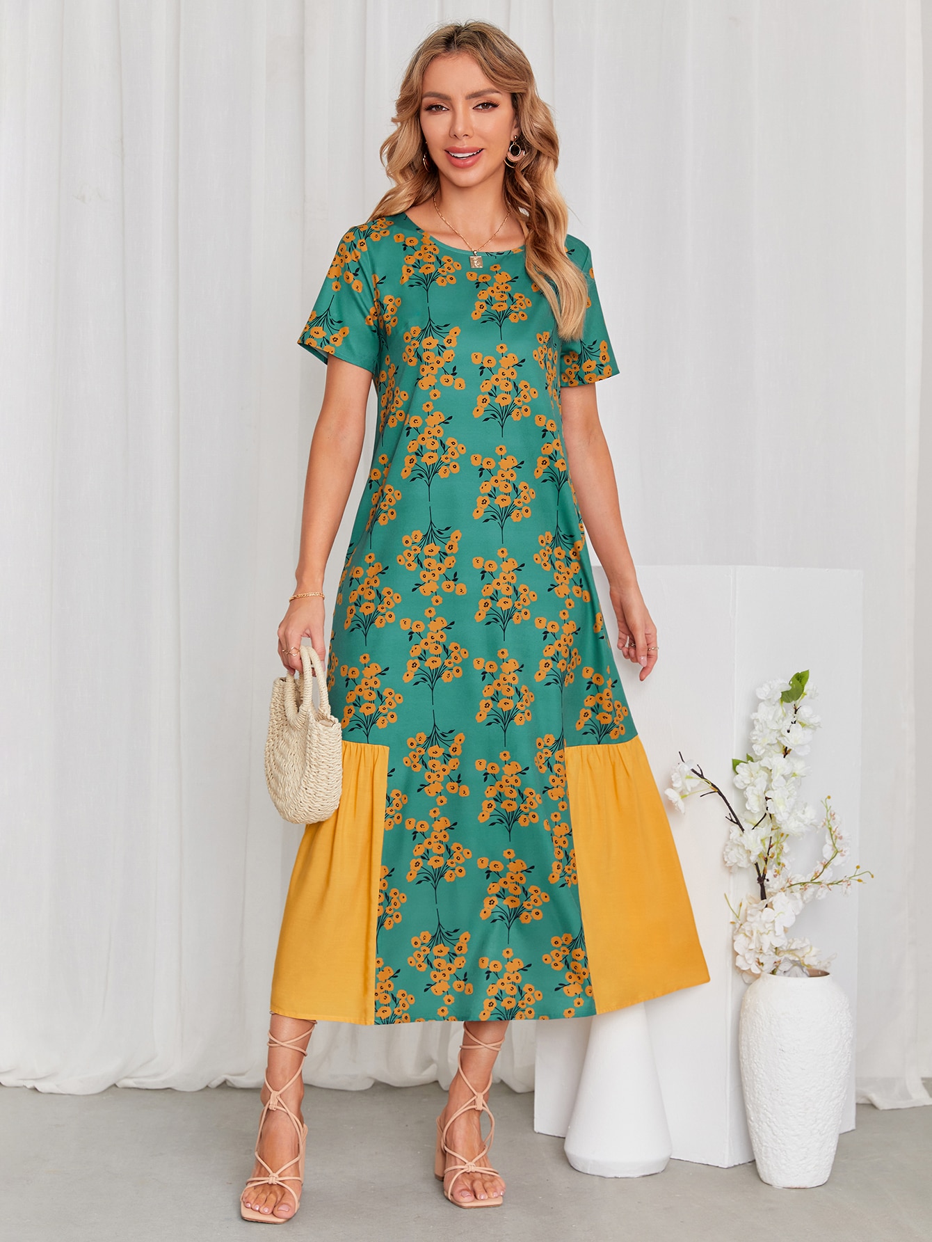 EMERY ROSE Allover Floral Print Hidden Pocket Dress | SHEIN USA