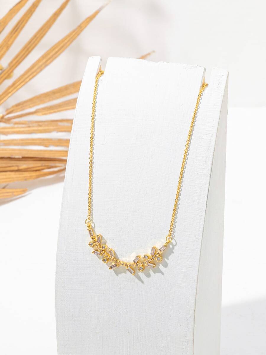 1 Pc 18K Gold Plated Shaped Zirconia Necklace | Elegant Bezel Pendant ...