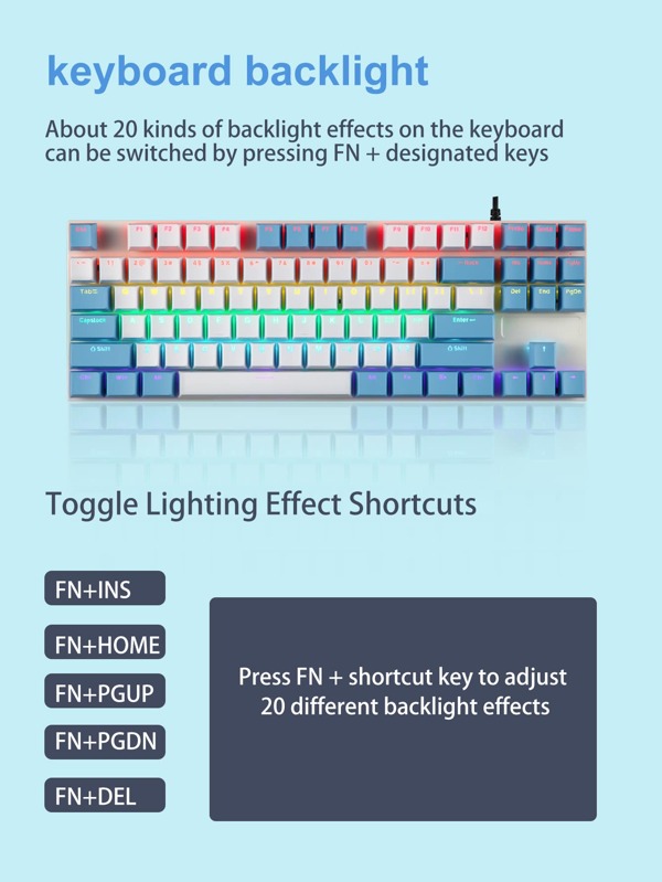 Luminous 87-key Layout Wired Mechanical Keyboard for Sale Australia ...