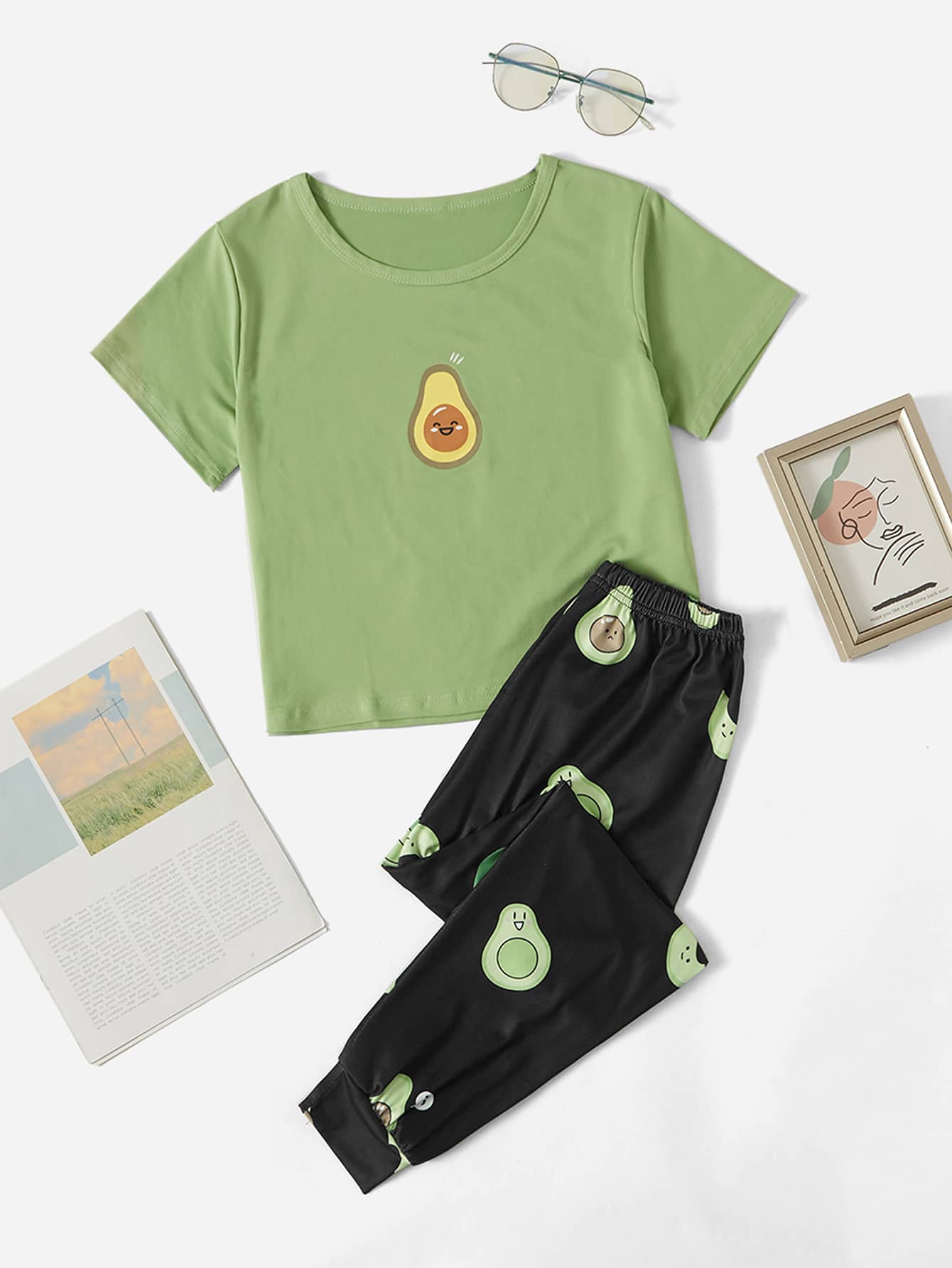 Girls' Avocado Printed Homewear Set | SHEIN UK