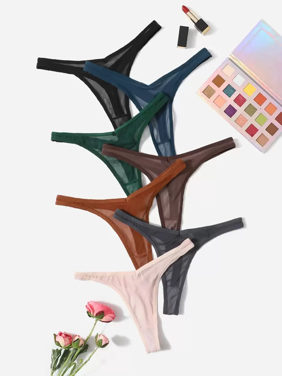 7pack Solid Simple Thong Panty Lingerie | SHEIN USA