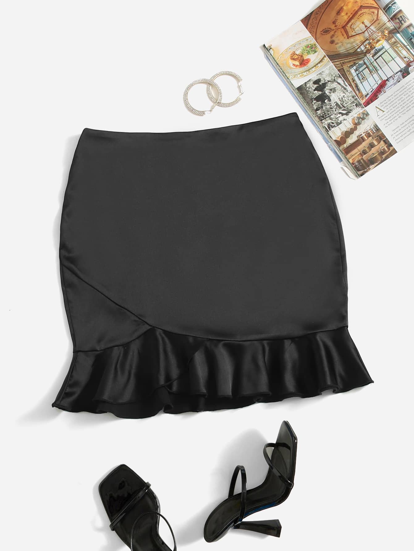 Solid Ruffle Hem Skirt | SHEIN USA