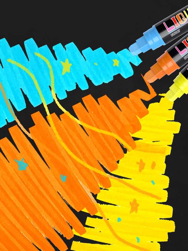 Colored Electronic Fluorescent Board Pen & Marker Pen With Slant Tip, 8 ...