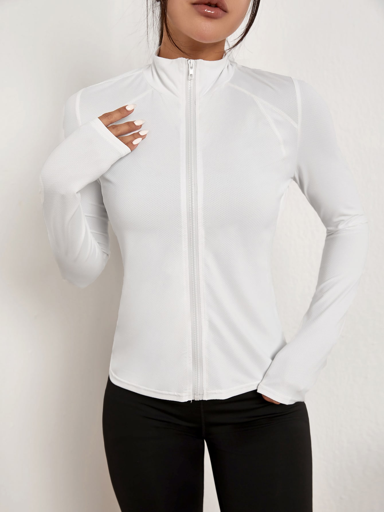 Zip Up Solid Sports Jacket