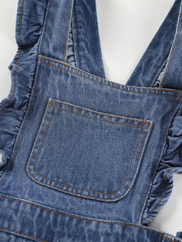 Toddler Girls Ruffle Trim Flare Leg Denim Overalls | SHEIN USA