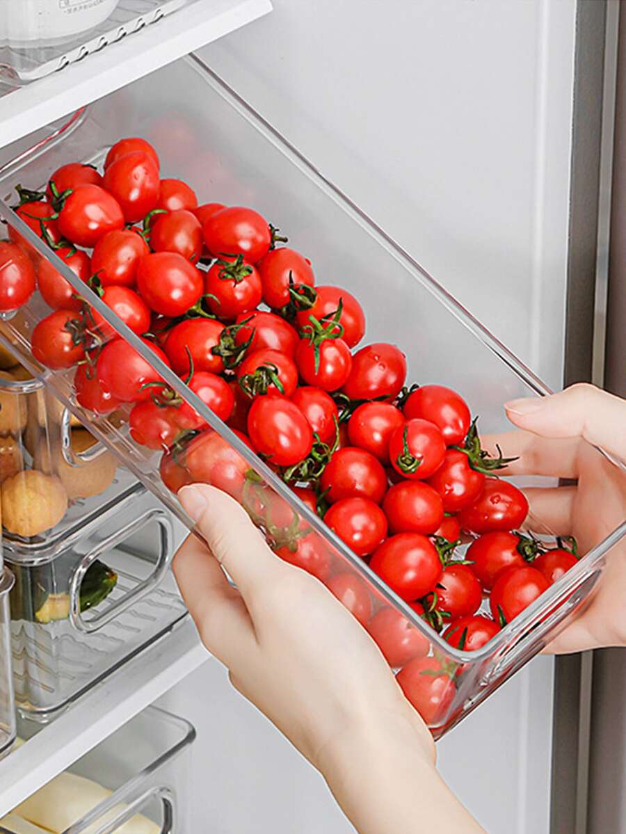 1pc Plastic Clear Food Storage Box, Fridge Freezer Stackable Storage ...