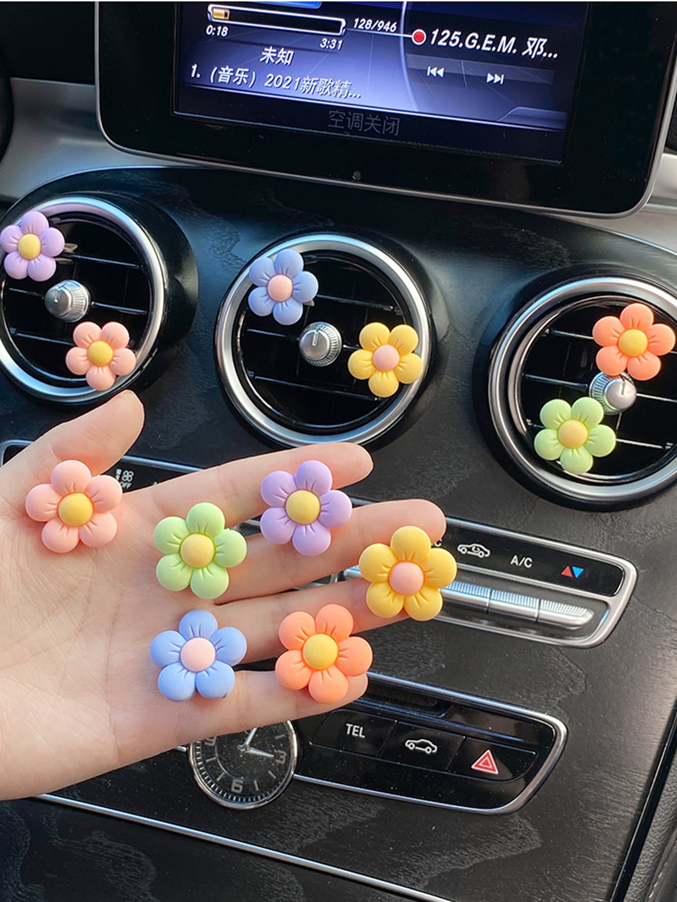 6pcs Mixed Color Floral Shaped Car Air Outlet Decoration