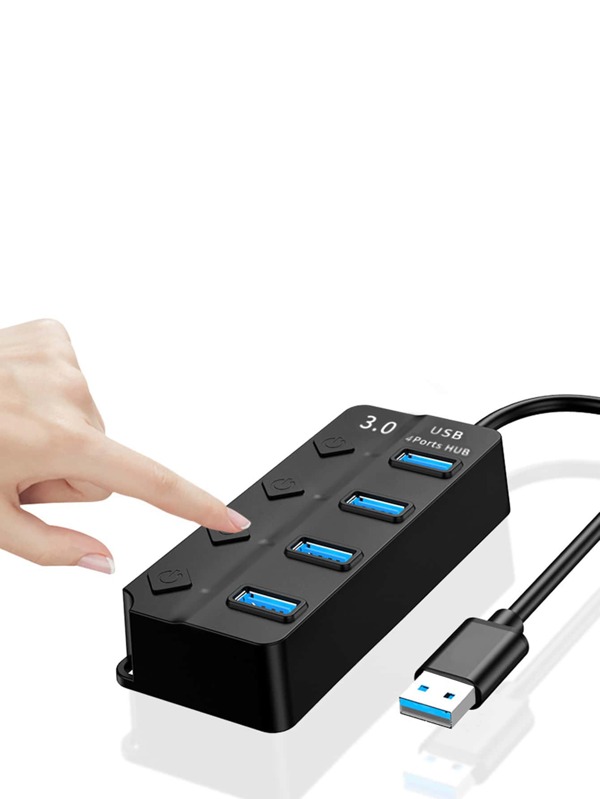 4-Port USB 3.0 HUB Splitter With LED Power Indicator And Switch (26CM ...