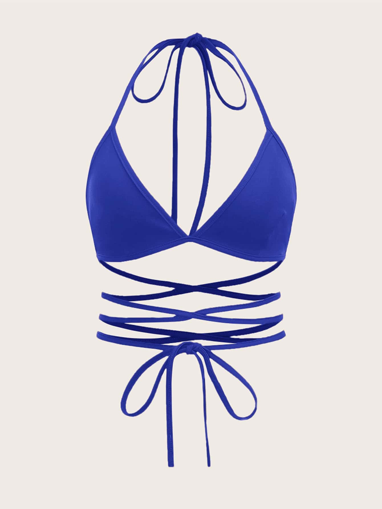 SHEIN ICON Solid Crisscross Tie Backless Crop Halter Top | SHEIN USA