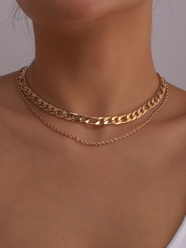 Collar de cadena a capas minimalista | Moda de Mujer | SHEIN México
