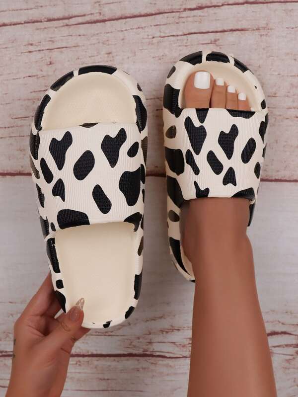 Cow Print Single Band Slides | SHEIN USA