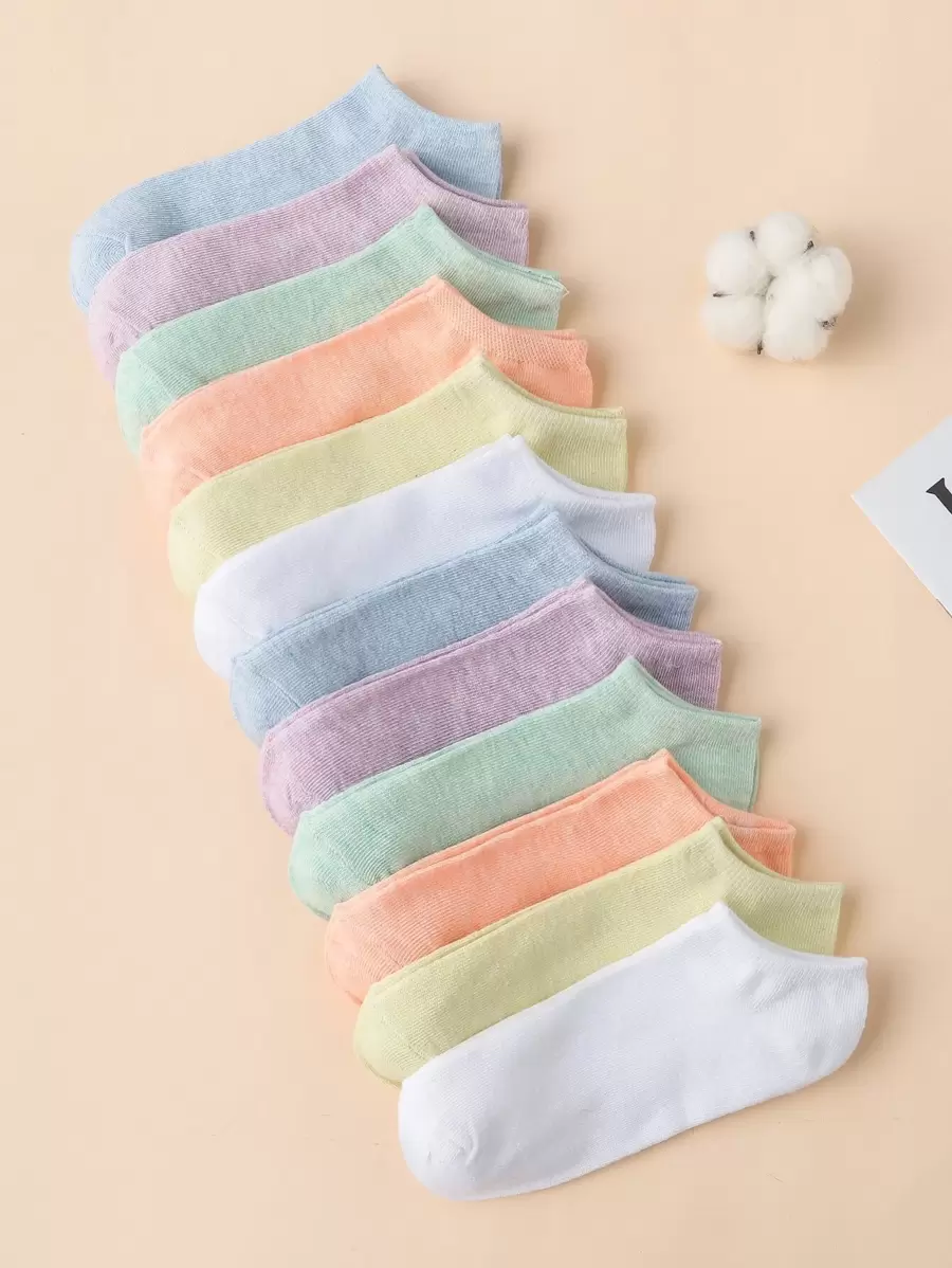 12pairs Solid Ankle Socks | SHEIN USA