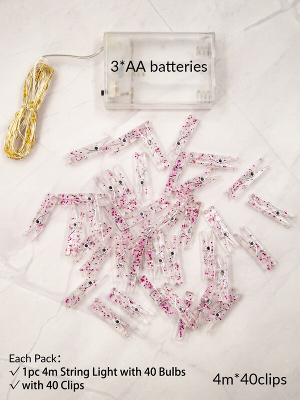 SHEIN BASIC LIVING 1pc String Light With 40pcs Clip Bulb | SHEIN EUR