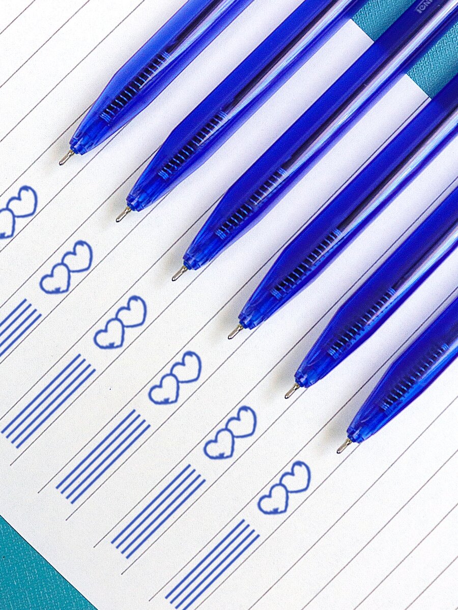 Blue Retractable Ballpoint Pen Set Of 4 | SHEIN EUR