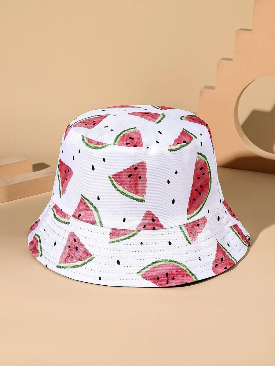 Watermelon Print Reversible Bucket Hat | SHEIN USA
