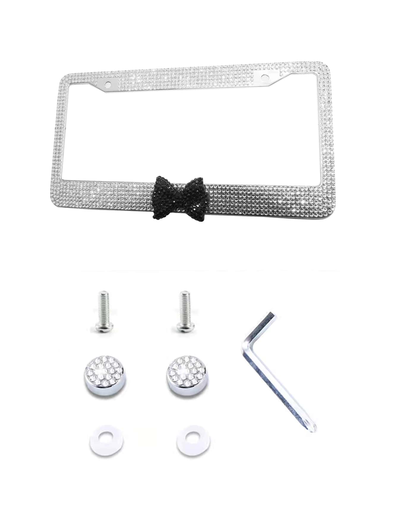Rhinestone Bowknot Decor Car License Plate Frame | SHEIN USA