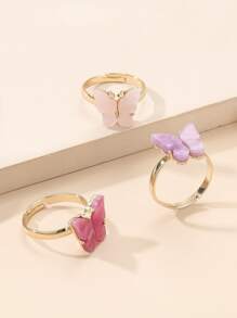 3pcs Butterfly Decor Ring | SHEIN USA