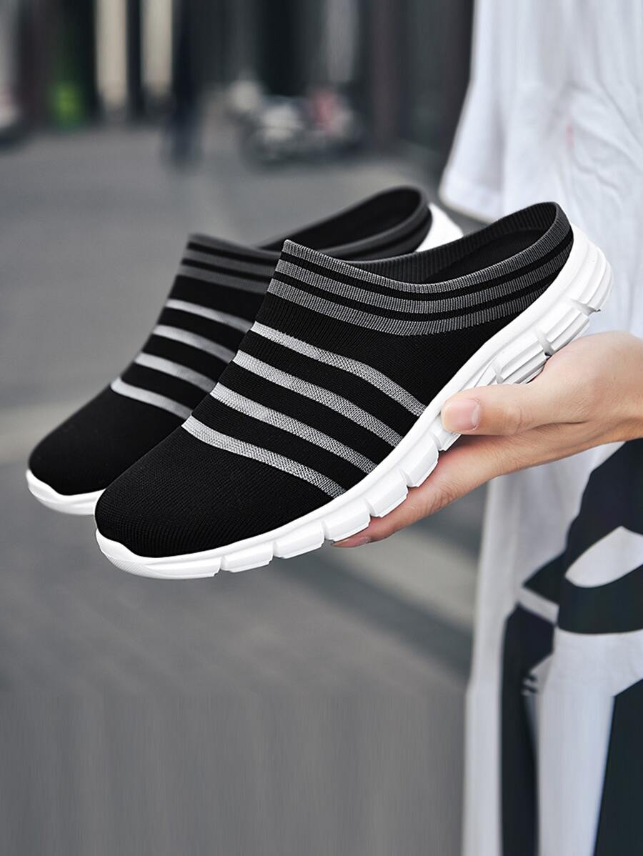 Women's Athletic Mule Sports Shoes With Stripe Pattern For Sports And ...