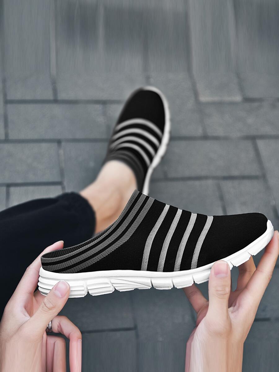 Women's Athletic Mule Sports Shoes With Stripe Pattern For Sports And ...