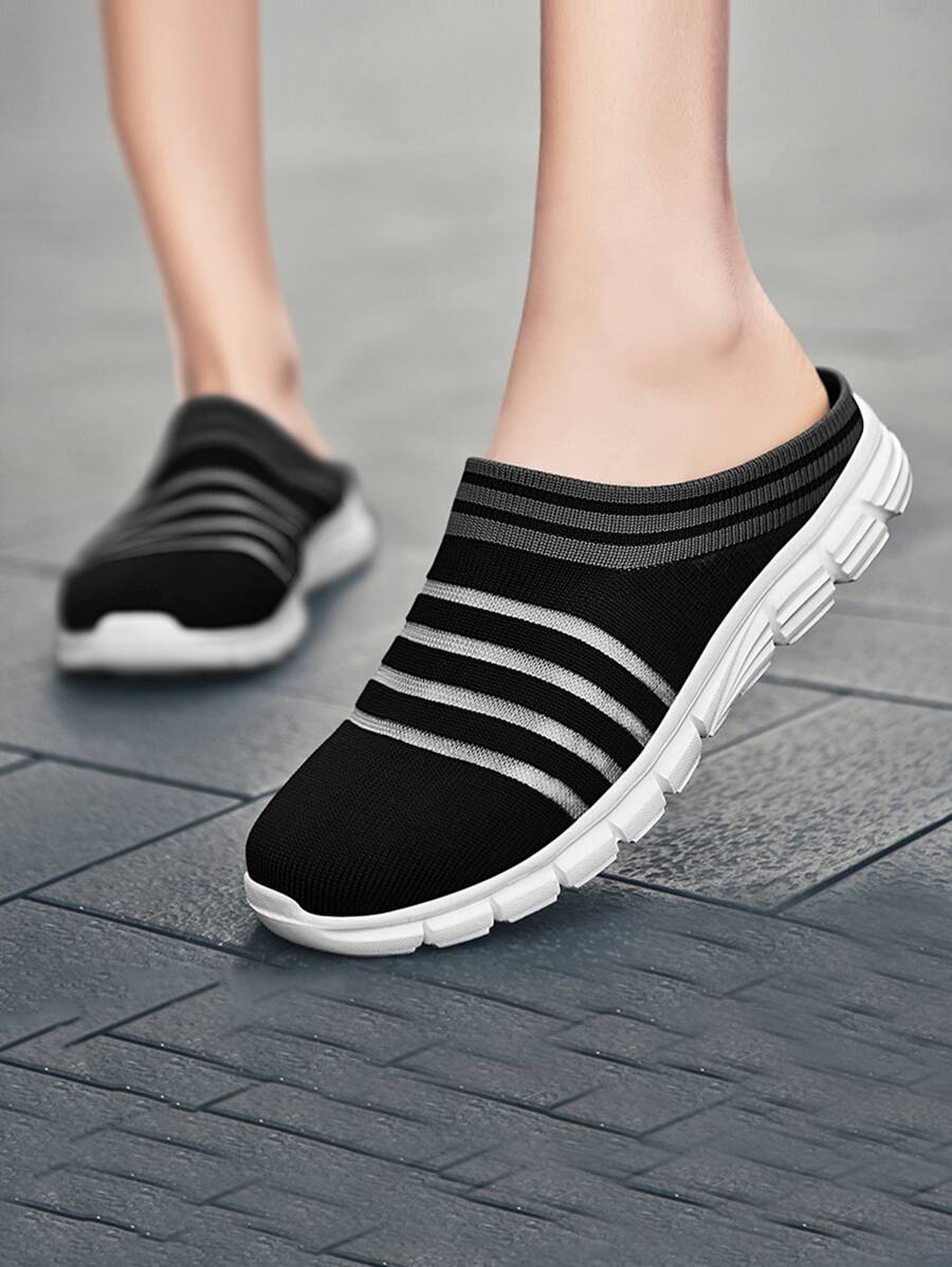 Women's Athletic Mule Sports Shoes With Stripe Pattern For Sports And ...