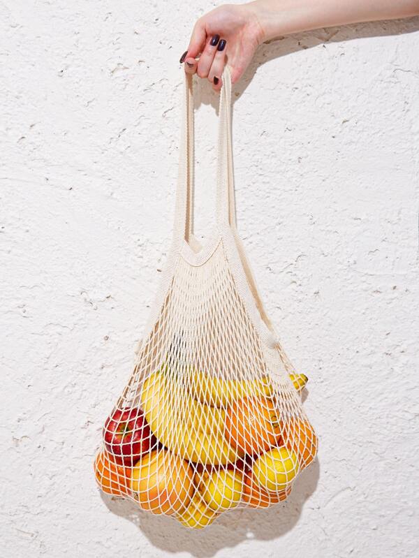 SHEIN BASIC LIVING Reusable To-Go Market Filt French Net Mesh Travel ...