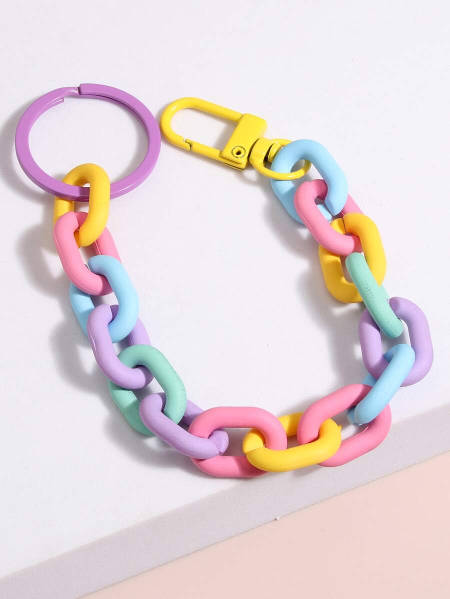 Color Block Chain Charm Keychain | SHEIN UK