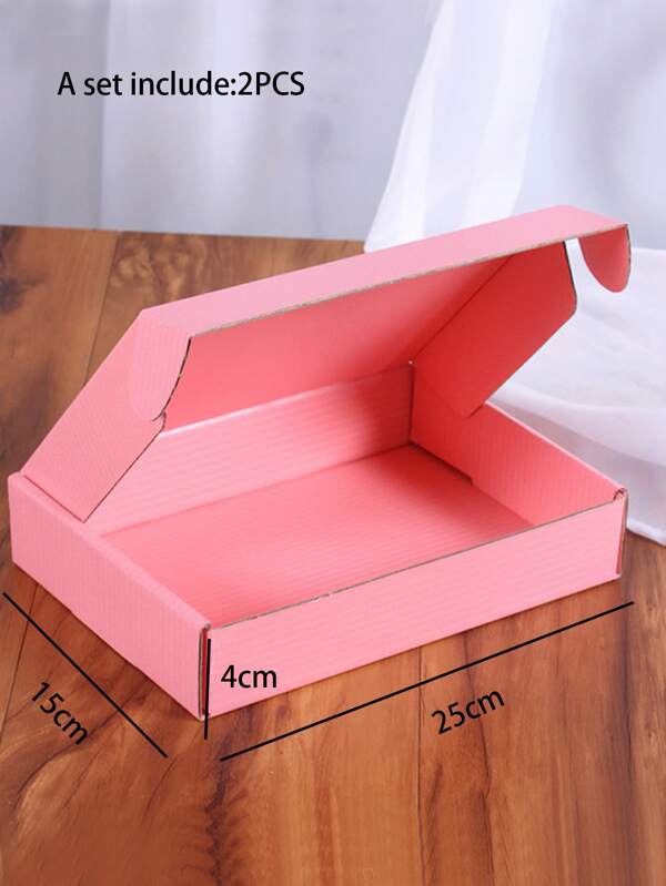2pcs Plain Gift Box, Pink Paper Gift Packing Box, For Party Holiday ...