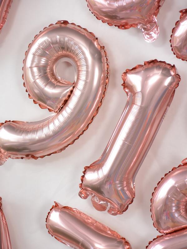 1pc 16inch Aluminum Film Number Shaped Balloon, Rose Golden Party ...
