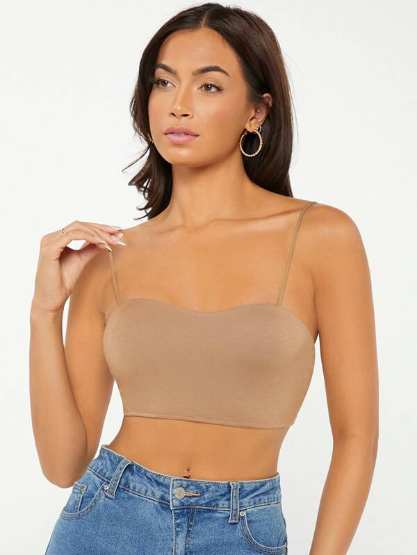 Shein Basics Solid Crop Cami Top Shein Usa