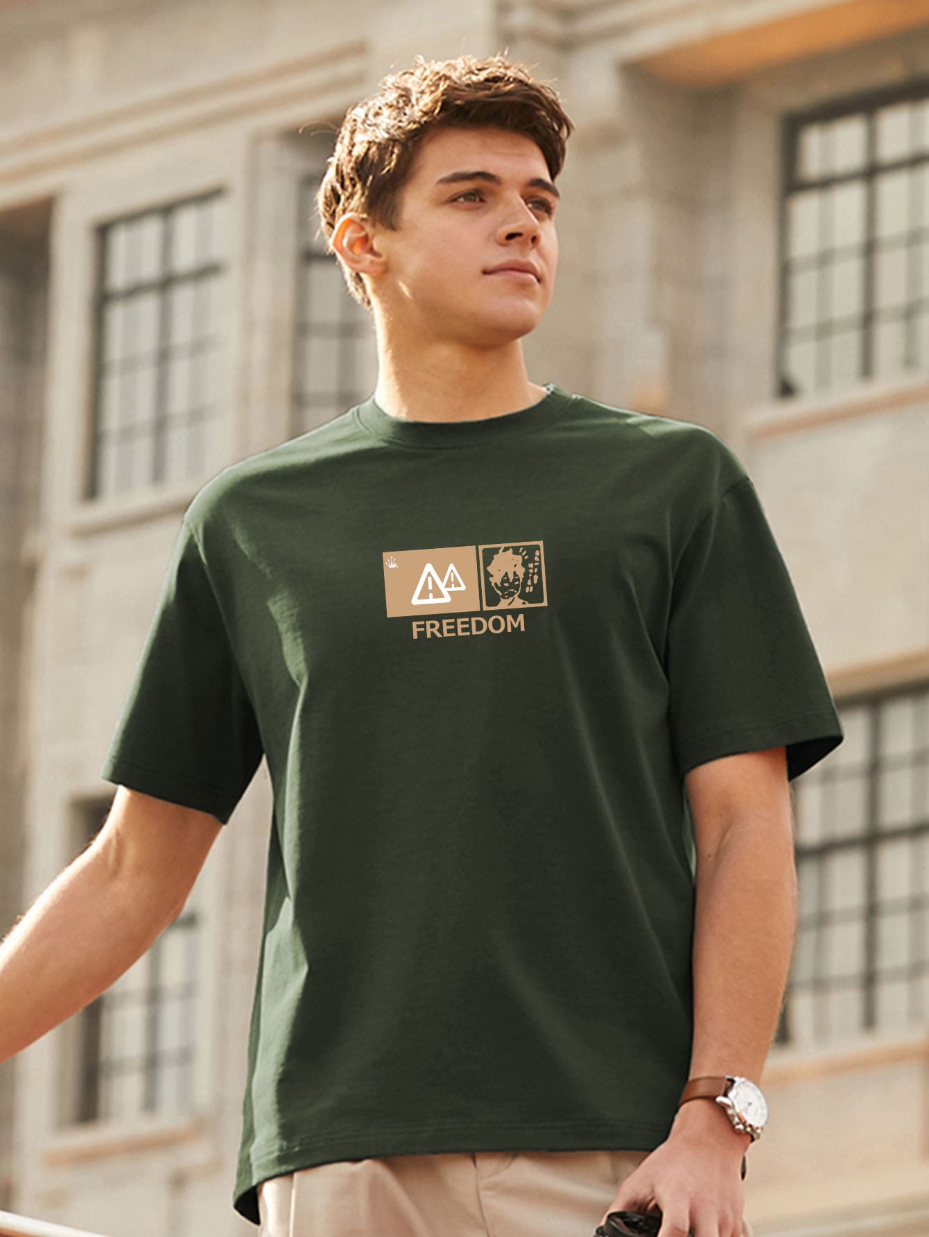 Masculino Camiseta Gráfico De Figuras E Letras Shein Brasil