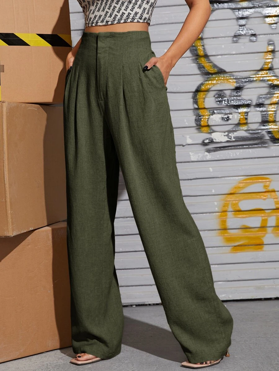SHEIN Essnce Slant Pocket Wide Leg Pants In Fall/Winter | SHEIN USA