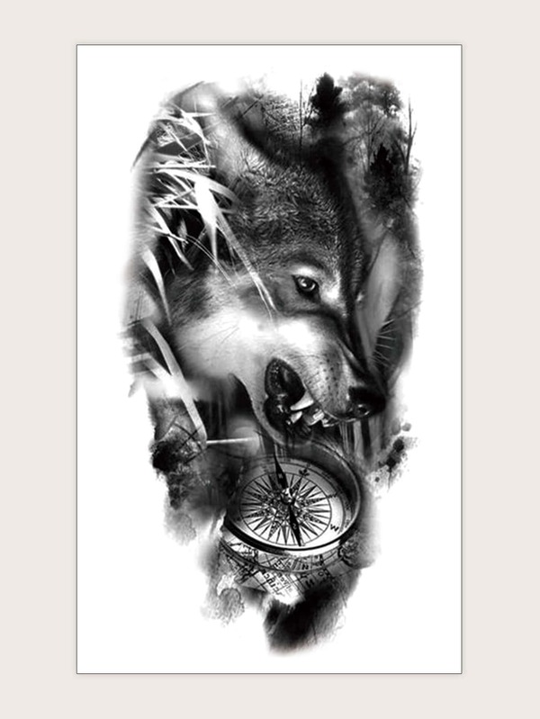 1sheet Wolf Pattern Tattoo Sticker | SHEIN USA