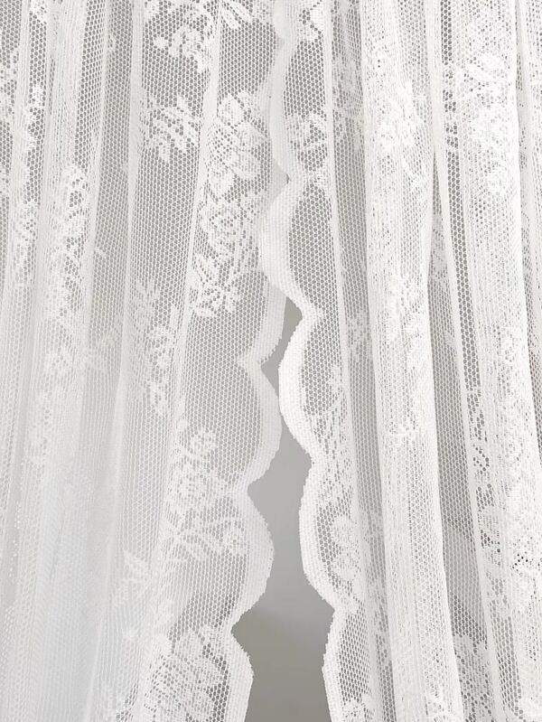 1pc Flower Embroidered Lace Door Curtain, Lace Fabric Door Sheer ...